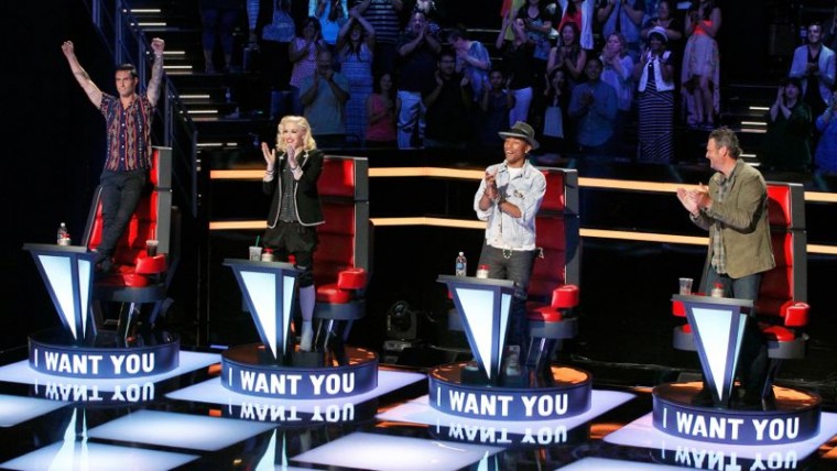 Pharrell Williams, Adam Levine, Blake Shelton and Christina Aguilera ...